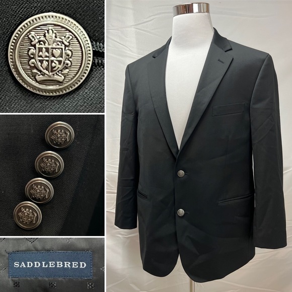 Saddlebred | Suits & Blazers | Mens Saddlebred Wool Blend Black Silver ...